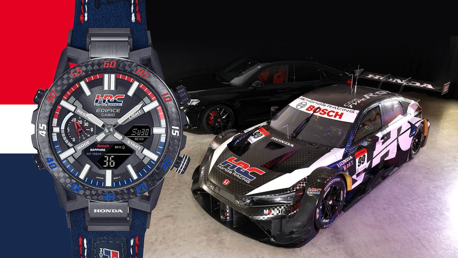 カシオ、EDIFICEがHonda Racingとコラボ。アルカンターラ製バンドにエンジン図面を刻印「ECB-2000HR」 - トラベル Watch